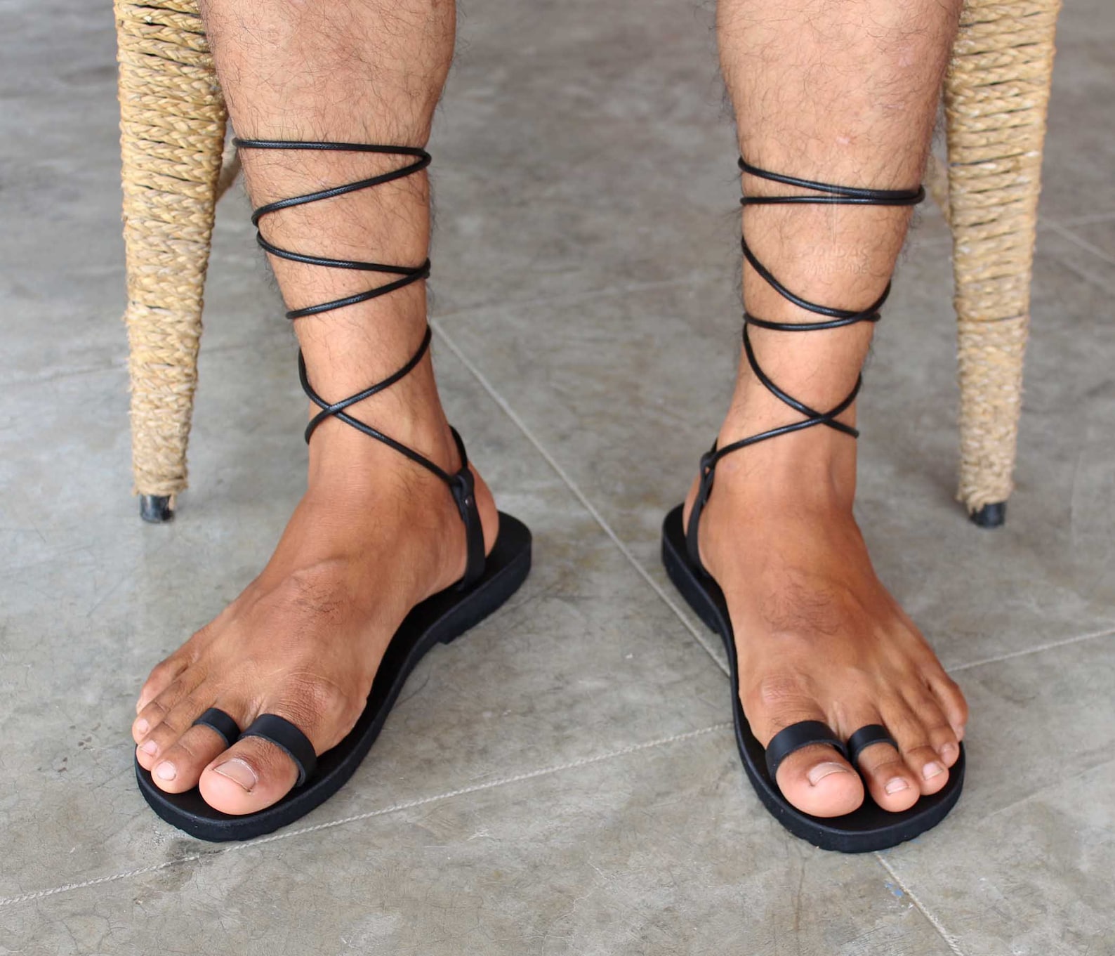 Greek Roman Leather Sandals – Lace up Toe Ring Gladiator Sandal ...