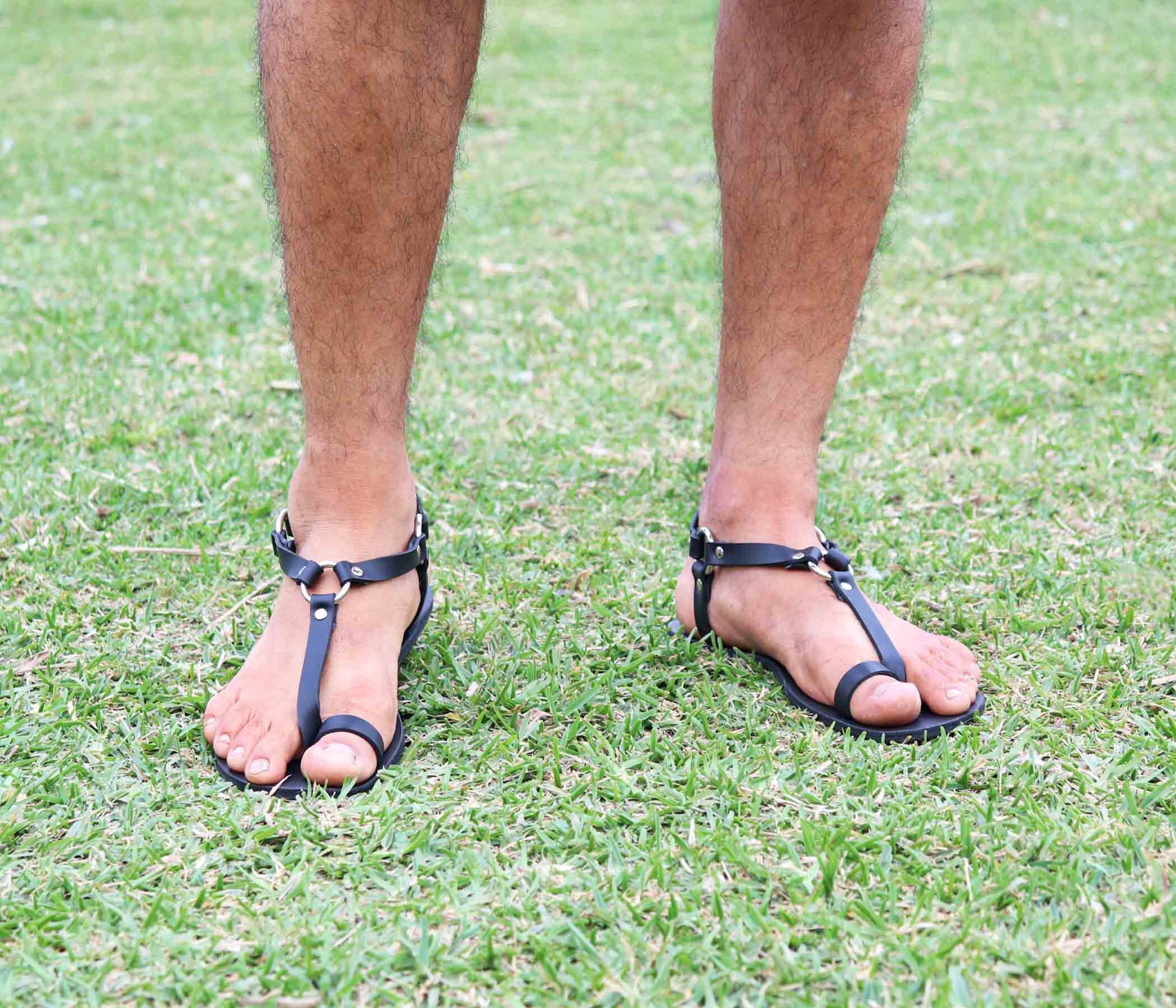 Leather Sandals With Metal Rings Shine M - Etsy