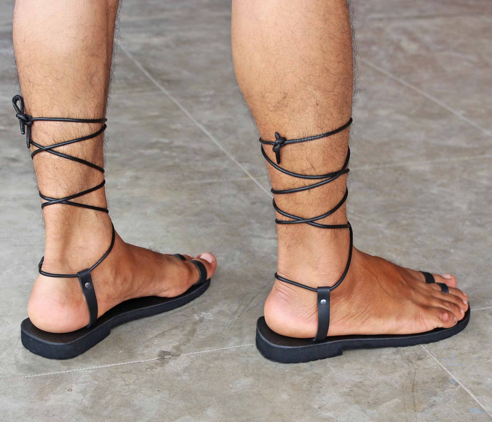 Greek Roman Leather Sandals – Lace up Toe Ring Gladiator Sandal ...