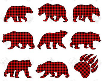 Plaid bear svg | Etsy