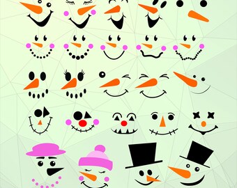 Snowman face clipart | Etsy