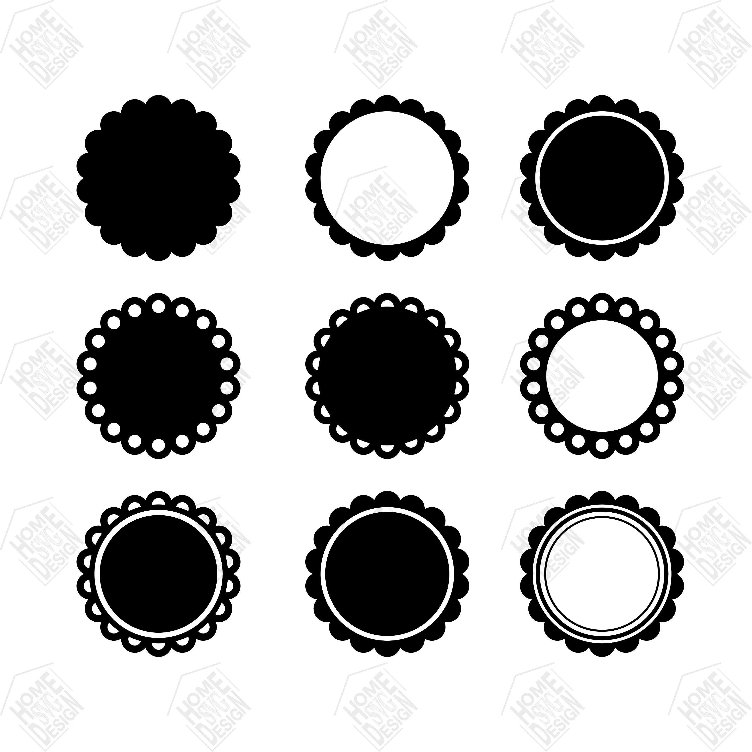 Scallop Circle svg Scallop Circle Silhouette digital clipart | Etsy