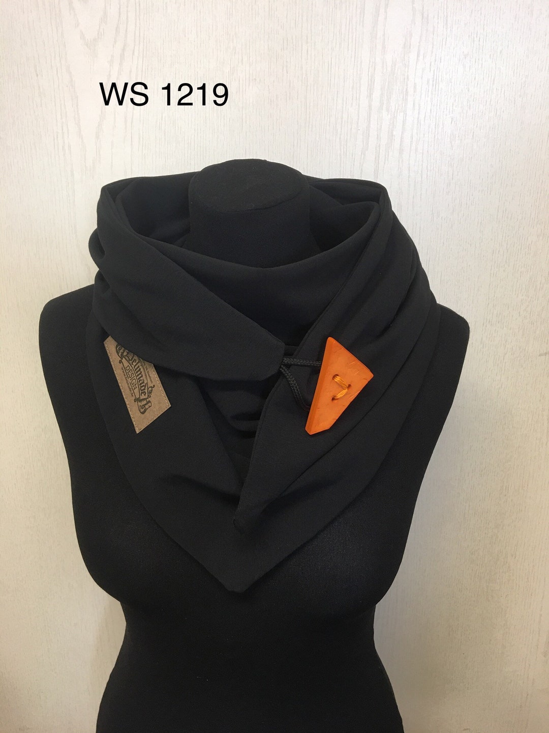 Shawl With Button Black Mustard Triangular Scarf Women's Wrap Scarf ...