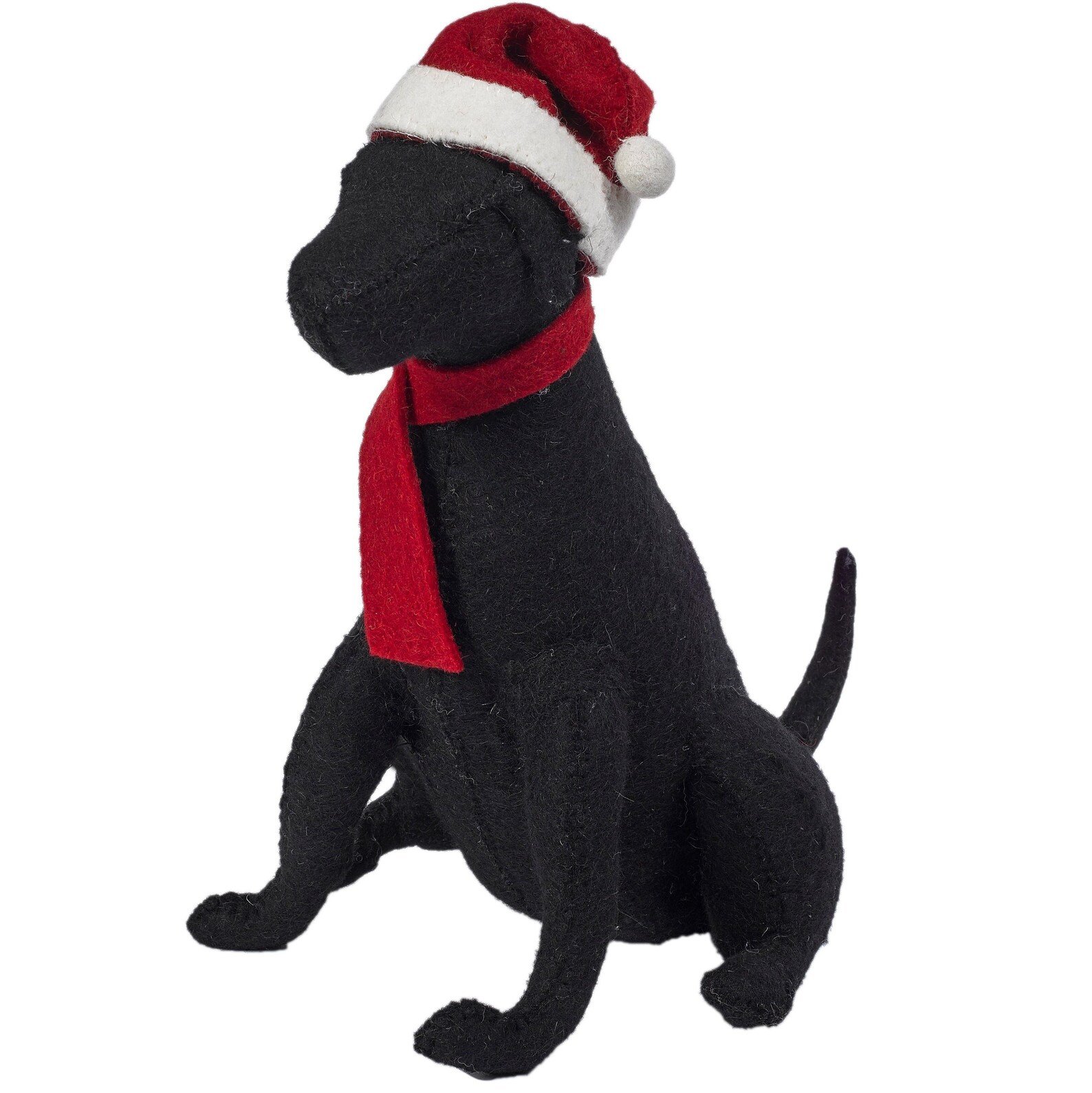 Black Lab With Santa Hat Christmas Tree Topper in Hand Felted - Etsy