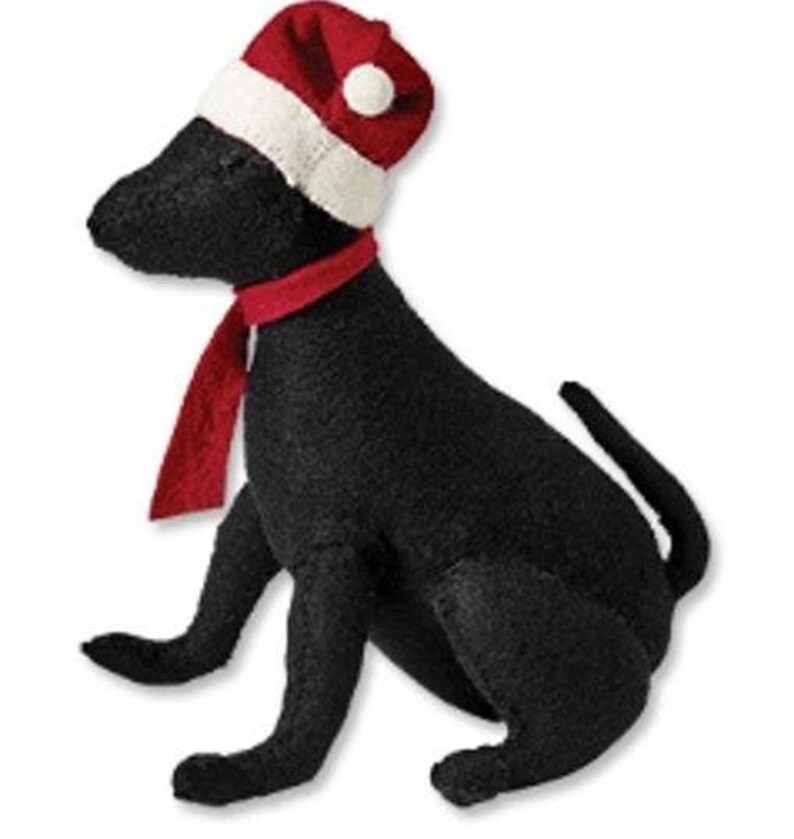 Black Lab With Santa Hat Christmas Tree Topper in Hand Felted Wool, Dog ...