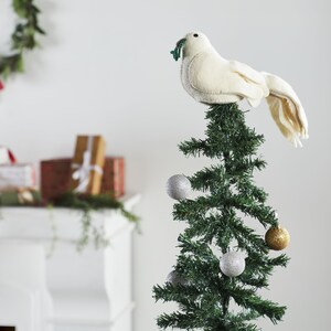 Handcrafted Felted Wool Dove Tree Topper: Eco-friendly Christmas ...