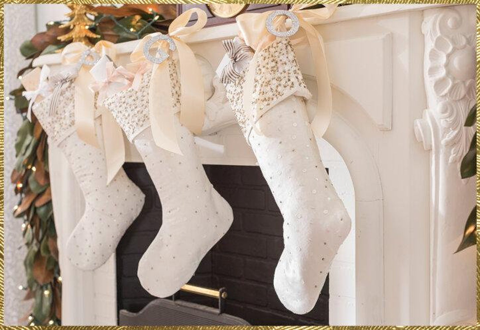 Handmade Velvet Christmas Stocking White With Sequins - Etsy