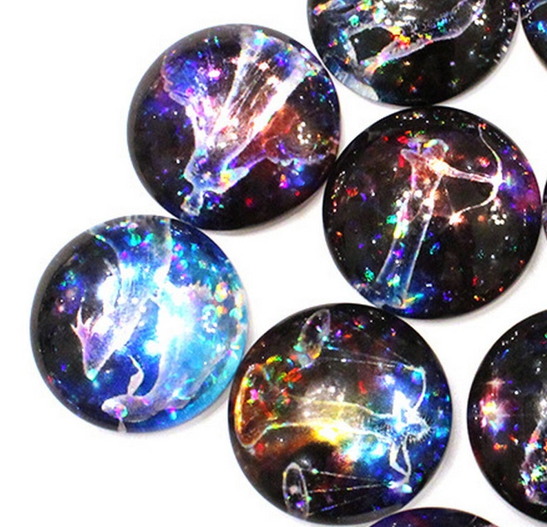 100pcs Shiny Constellation Mixed Color Bead Glass Cabochons Flatback ...