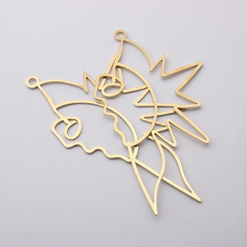 Face Charm Gold Charm 92x51mm Raw Brass Geometric Earring - Etsy