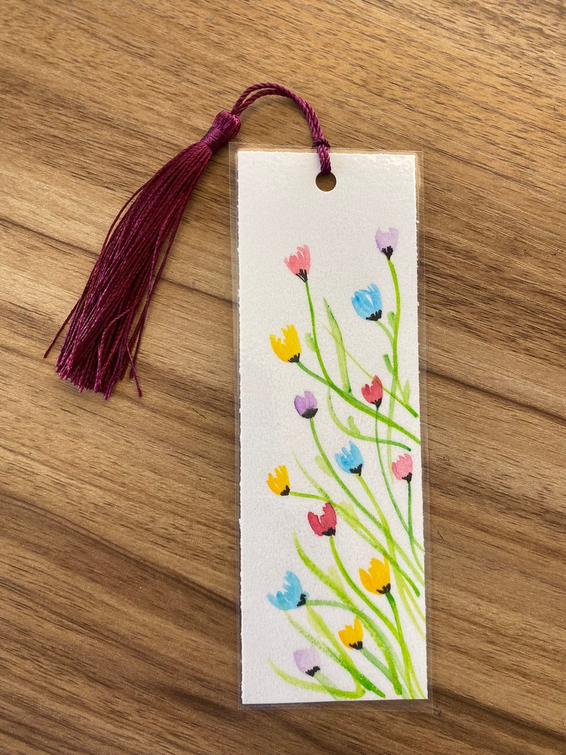 Watercolor Flower Bookmark - Etsy