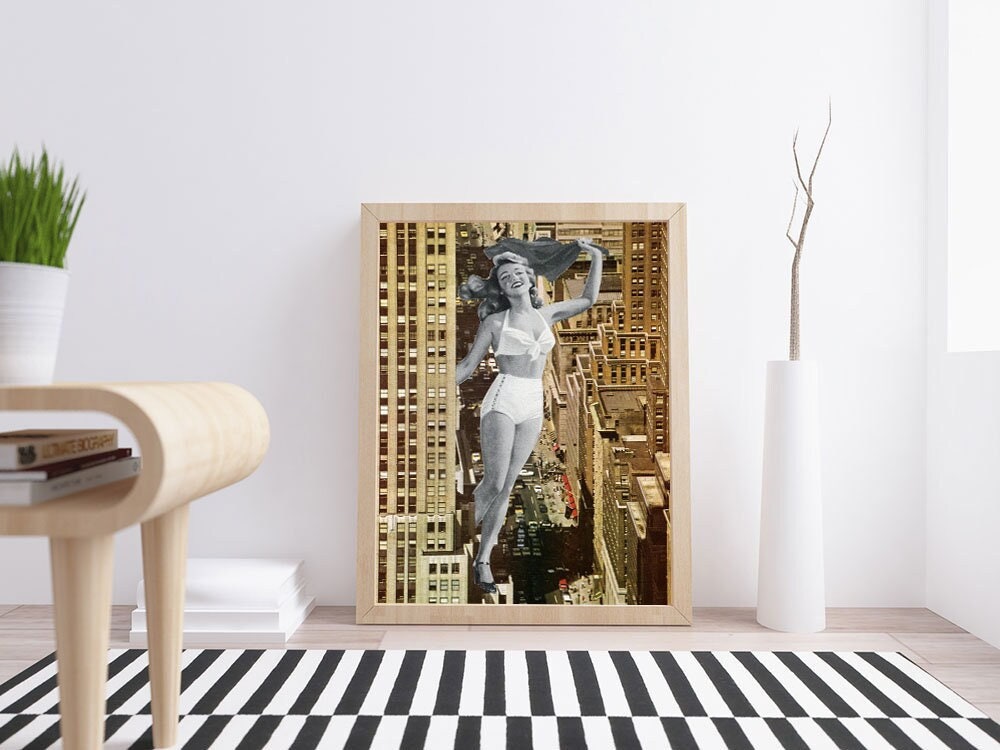 Pin Up, Hand Cut Collage Art Print by Localhotelparking - Etsy