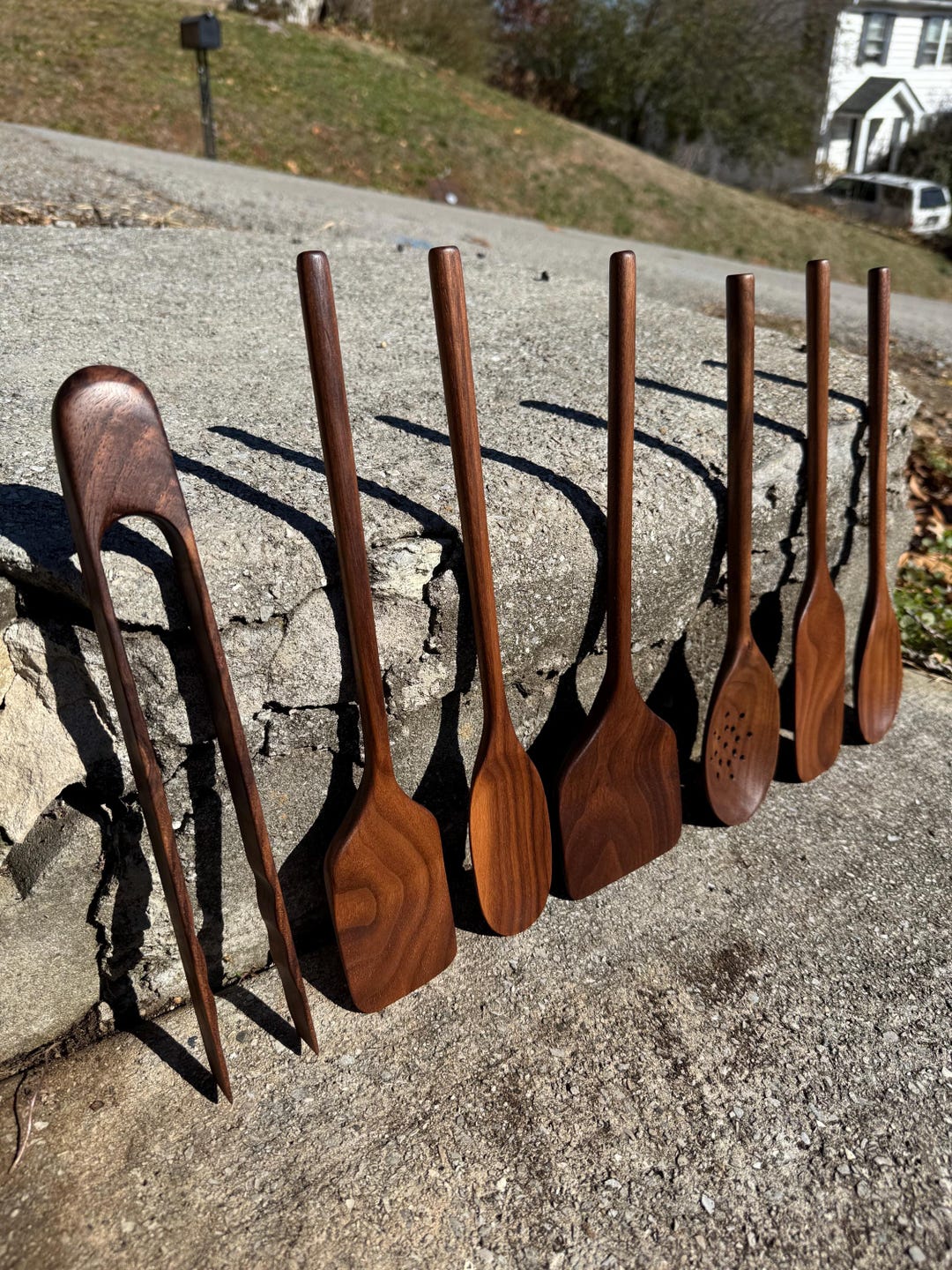 7 Piece Walnut Cooking Utensils / Walnut Cookware / Wooden Cooking ...