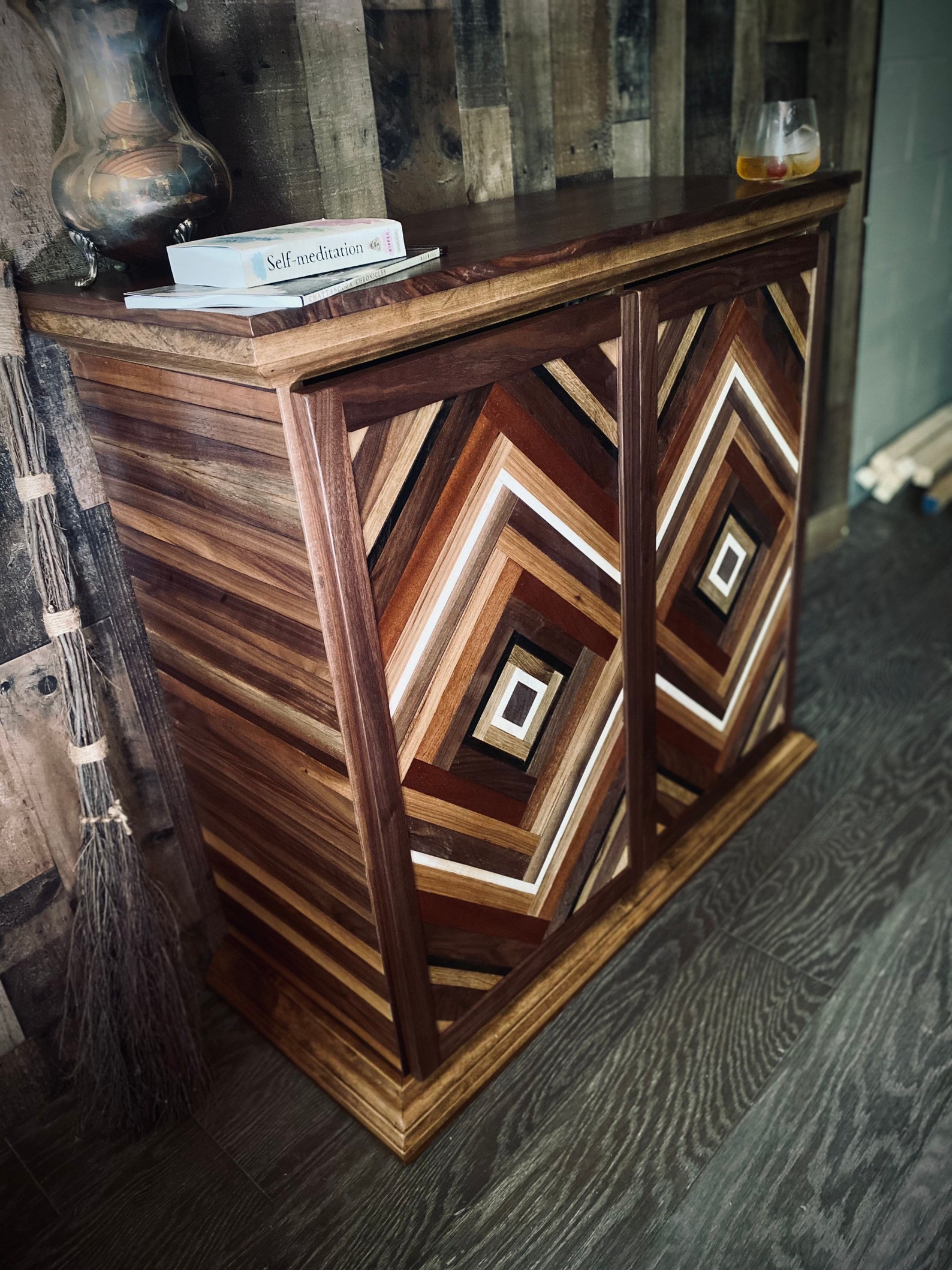 Double Door Locking Walnut Coffee Bar Cabinet/ Bar Cabinet / - Etsy