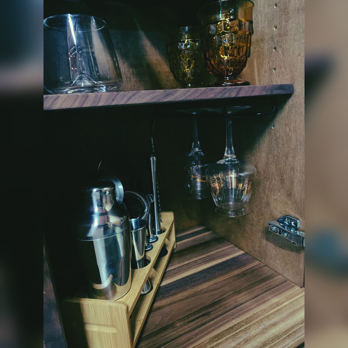 Double Door Locking Walnut Coffee Bar / Coffee Bar / Liquor | Etsy