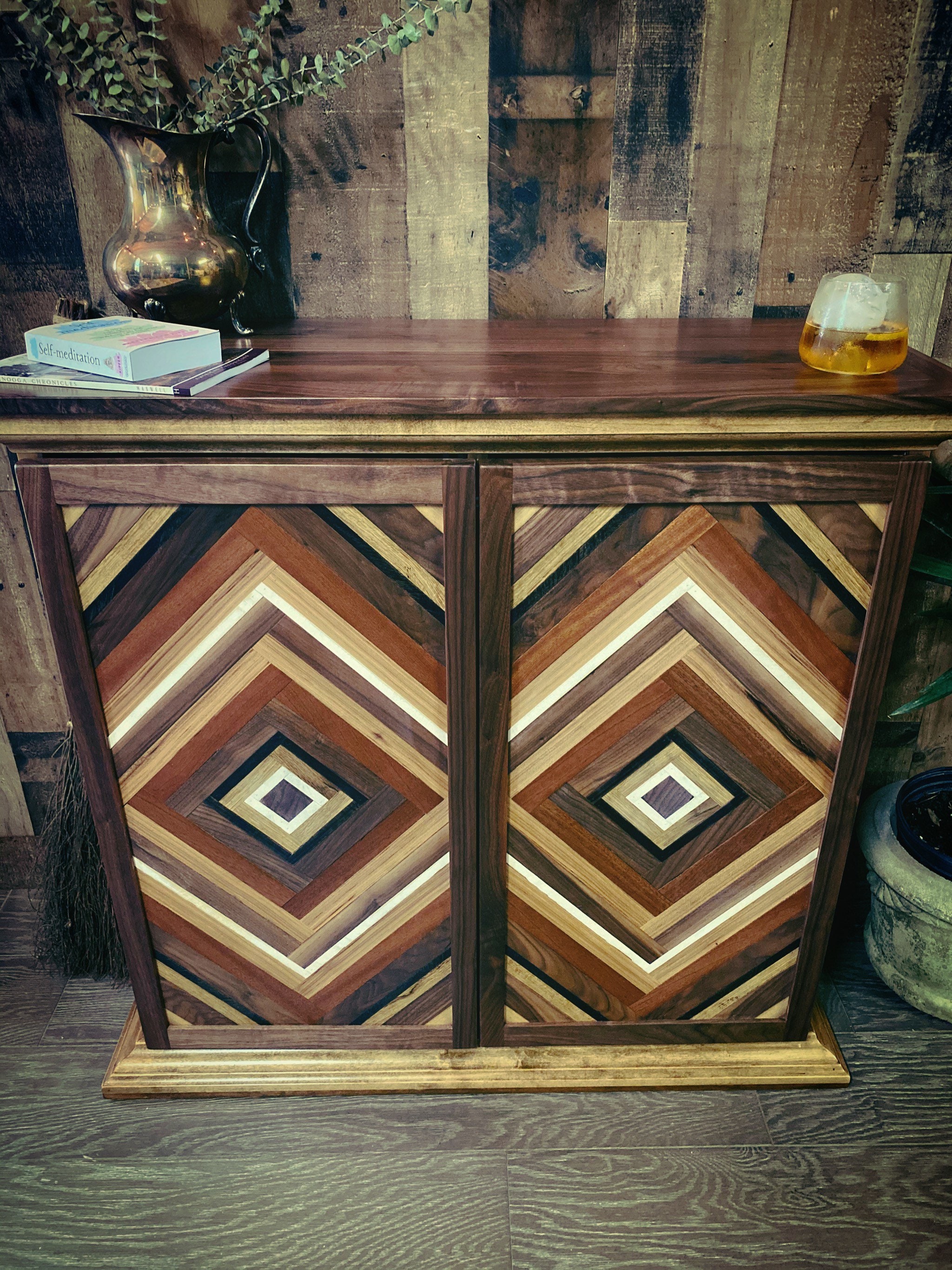 Double Door Locking Walnut Coffee Bar / Coffee Bar / Liquor | Etsy