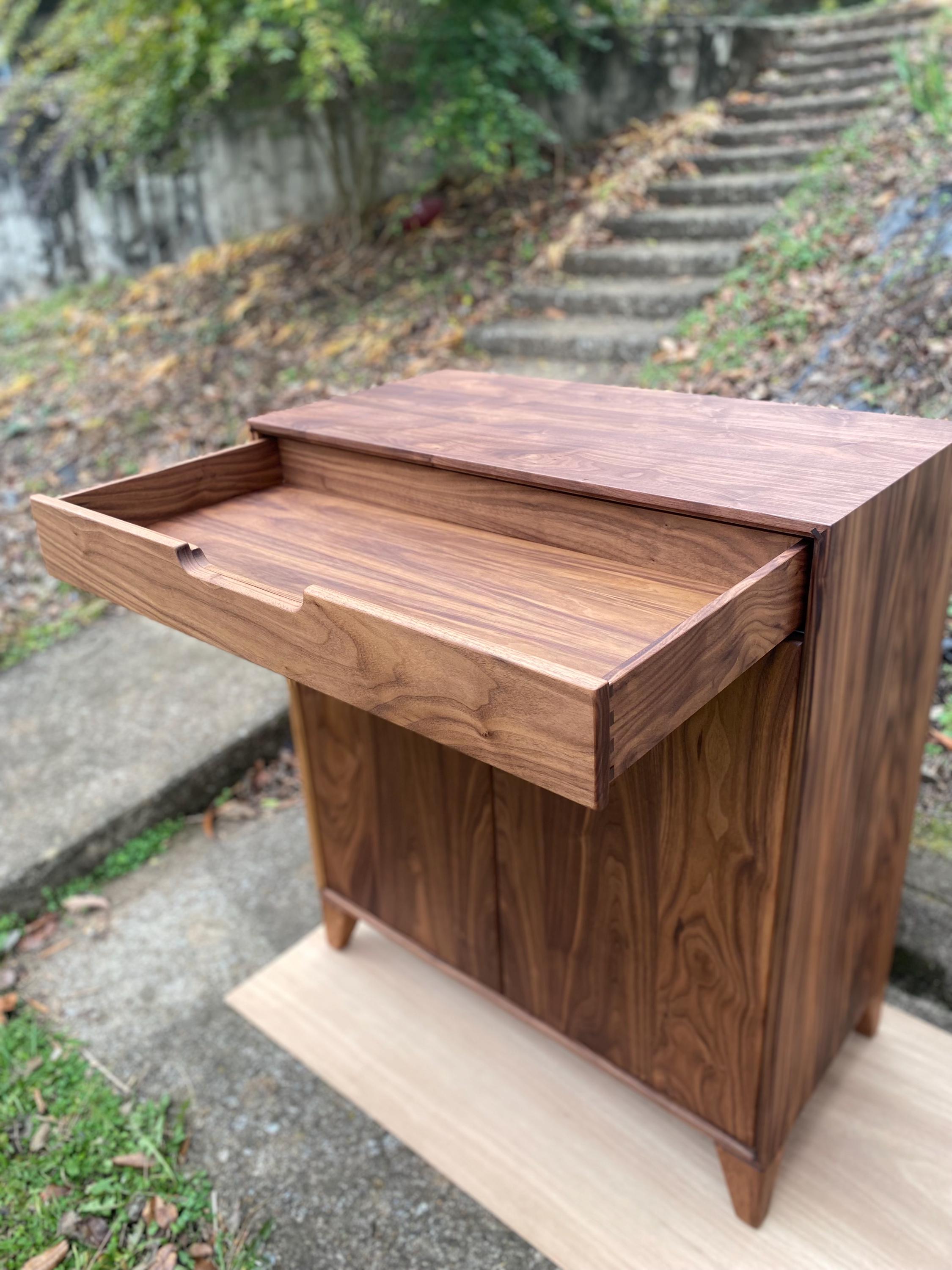 Modern Walnut Bar Cabinet: MCM Liquor Cabinet With Shelves - Etsy
