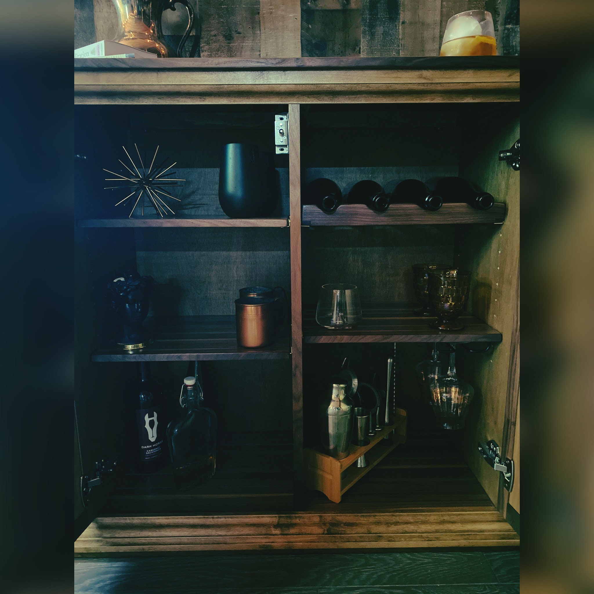 Double Door Locking Walnut Coffee Bar / Coffee Bar / Liquor | Etsy