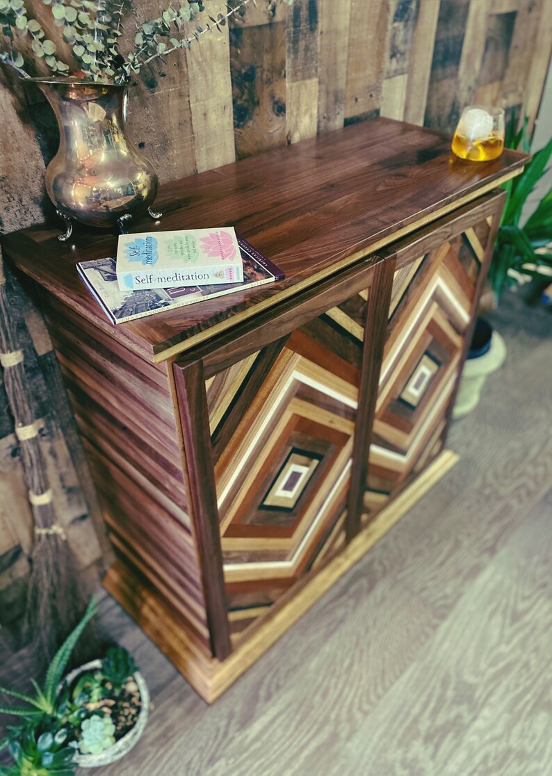 Double Door Locking Walnut Coffee Bar / Coffee Bar / Liquor | Etsy