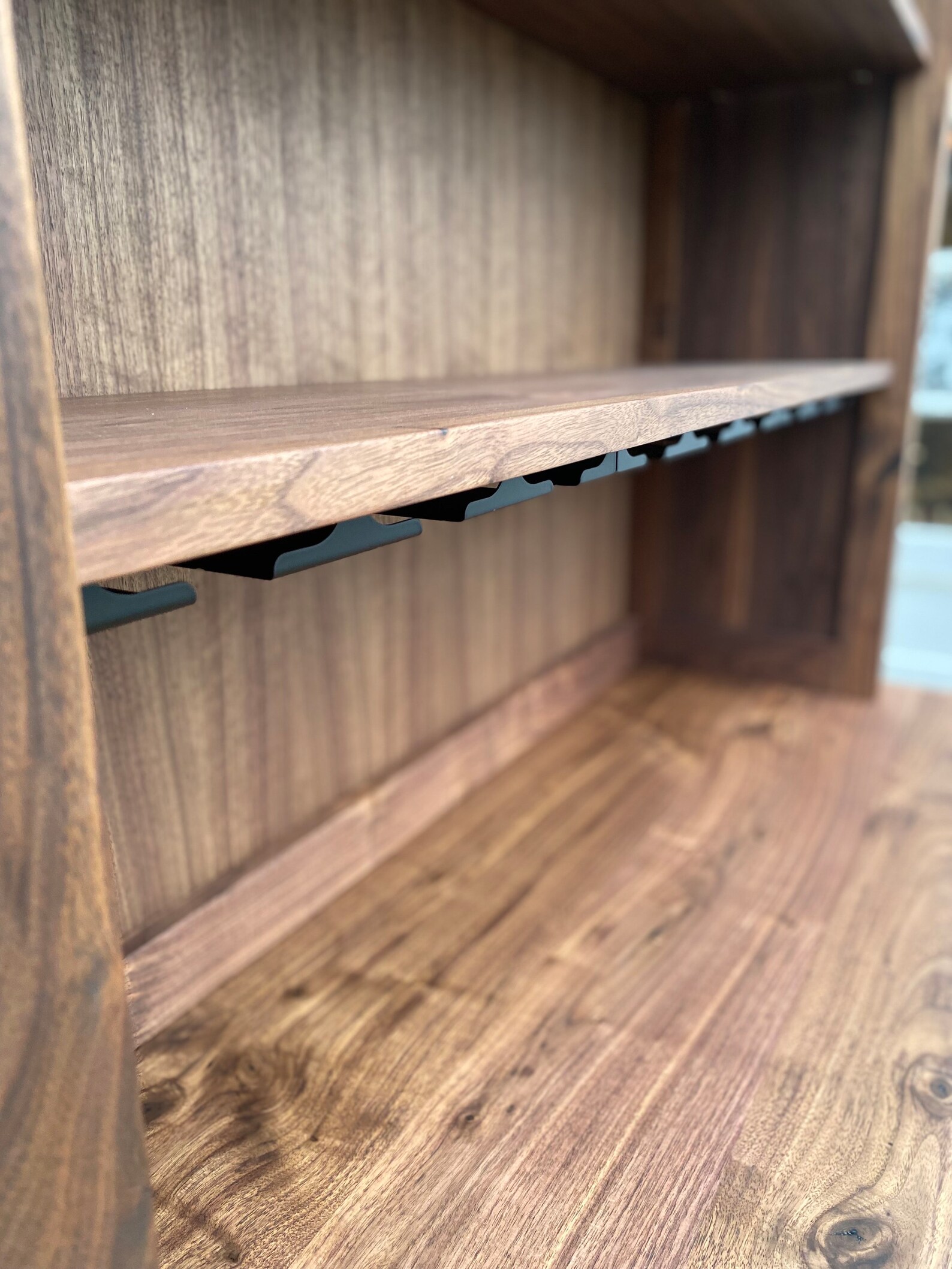 The Fitzgerald: Two-story Walnut Bar Cabinet With Wine Storage - Etsy