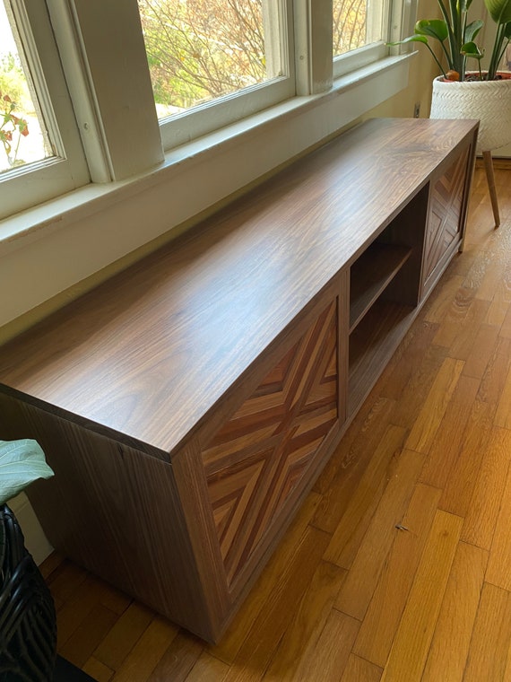 Walnut Media Console Solid Wood Media Console Entertainment Center Walnut Furniture Walnut Entertainment Console Media Cabinet Etsy
