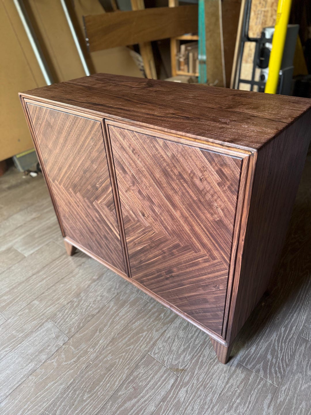 The Alec: Modern Walnut Bar Cabinet With Diamond Slat Doors - Etsy