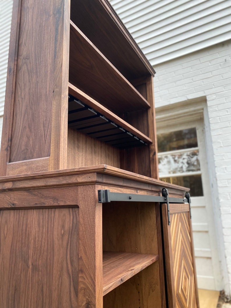 The Fitzgerald: Two-story Walnut Bar Cabinet With Wine Storage - Etsy