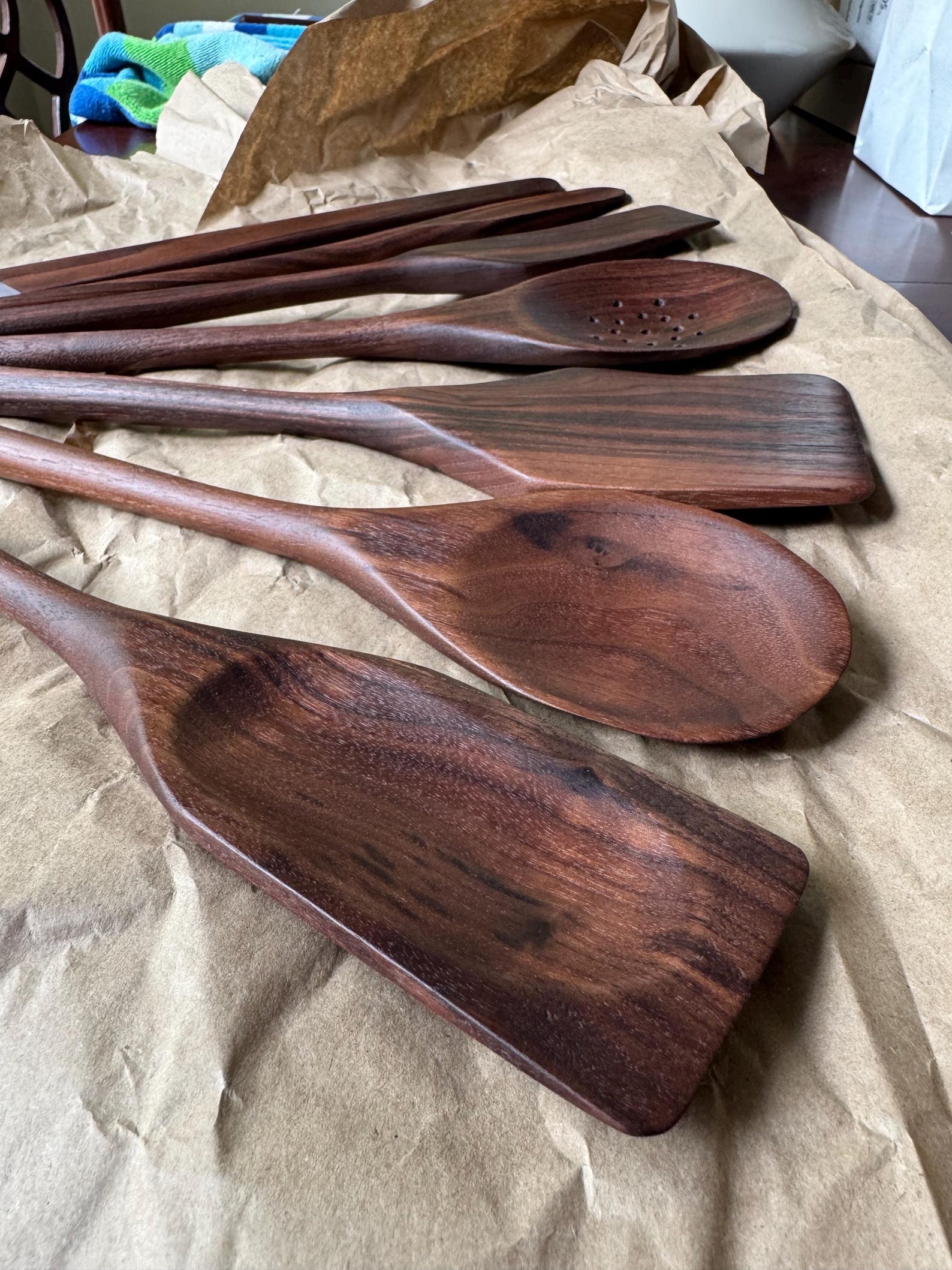 Handmade Walnut Cooking Utensil Set: 7-piece Wooden Cookware - Etsy