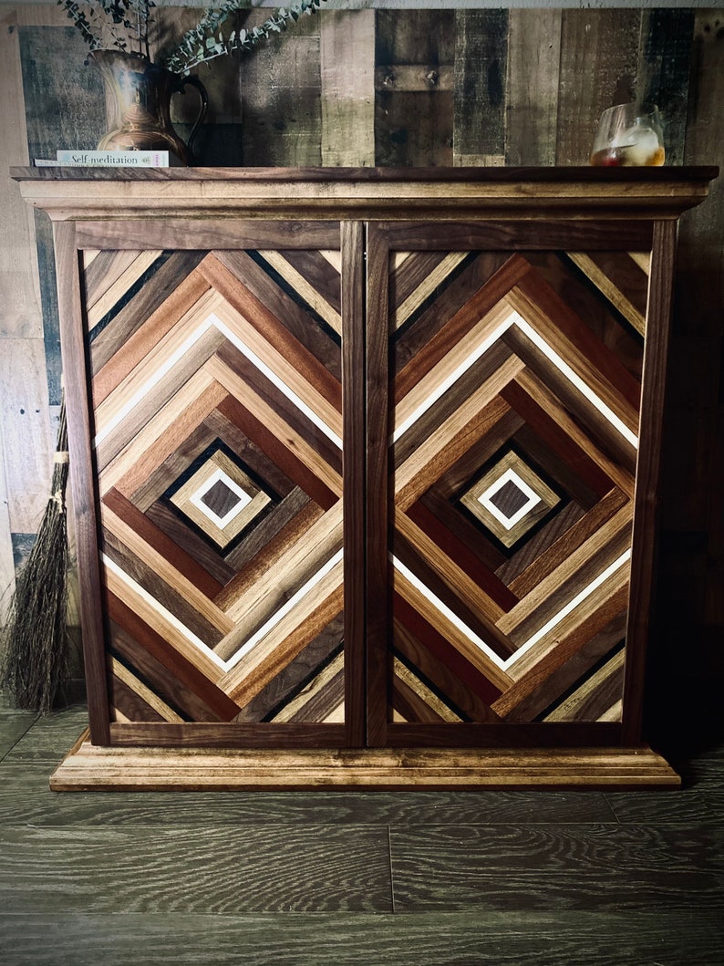 Double Door Locking Walnut Coffee Bar Cabinet/ Bar Cabinet / - Etsy