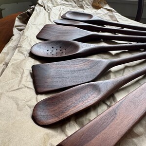 Handmade Walnut Cooking Utensil Set: 7-piece Wooden Cookware - Etsy