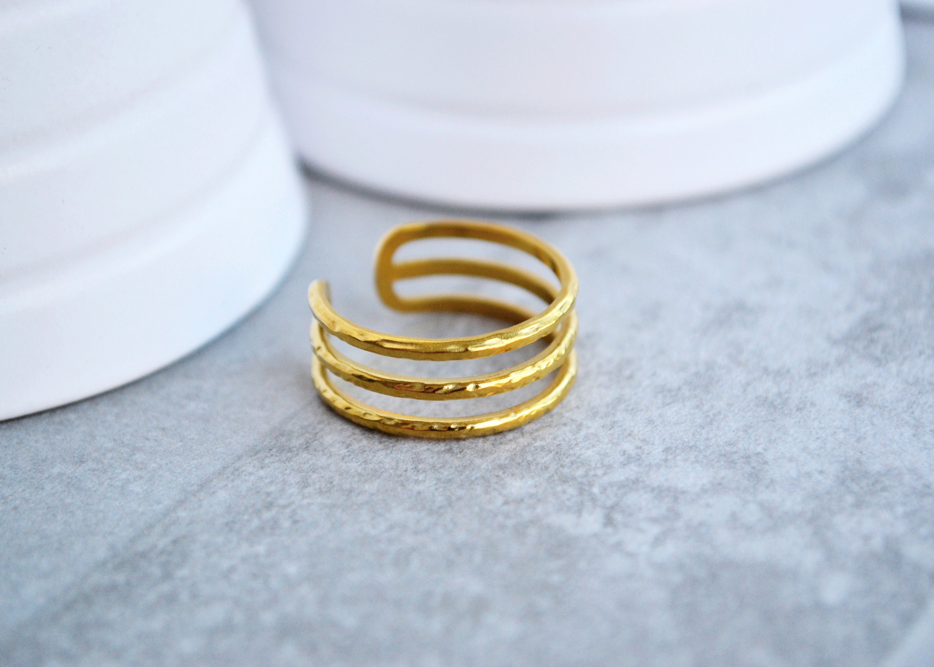 Three Lines Ring/double Sided Ring/women Stacking Chevalier - Etsy