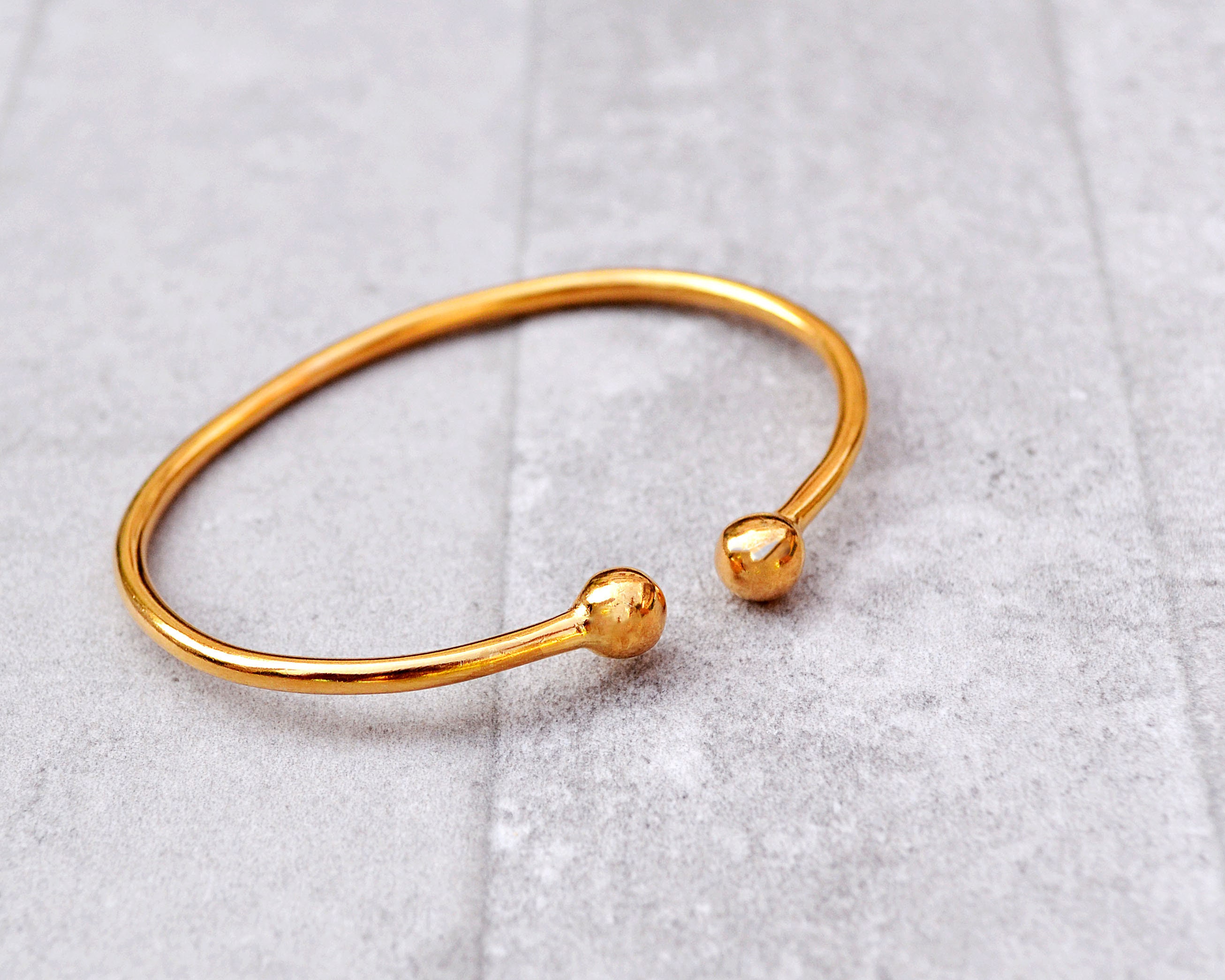 Open Bangle Bracelet /U Shape/double Ball Cuff/open Cuff - Etsy