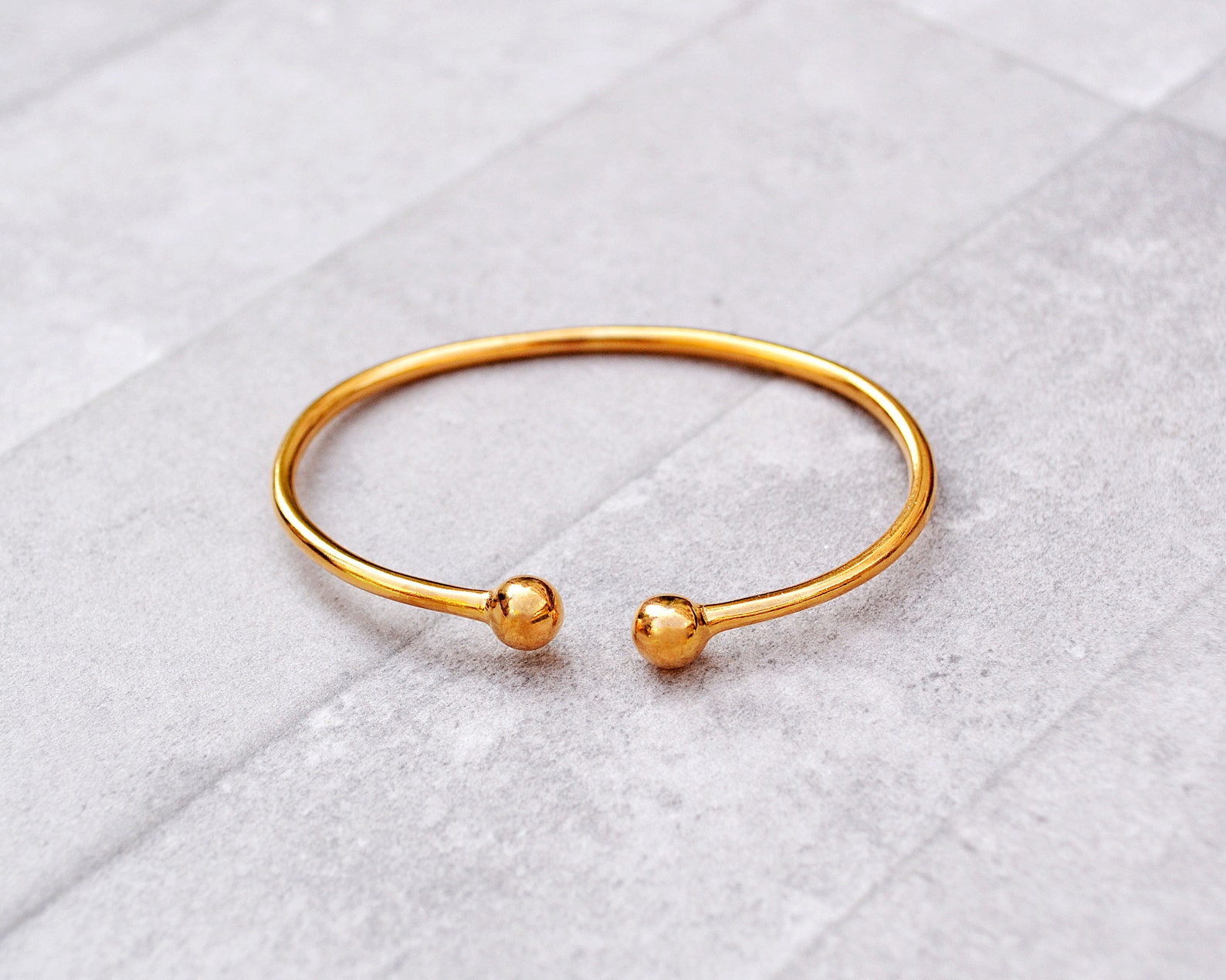 Open Bangle Bracelet /U Shape/double Ball Cuff/open Cuff - Etsy