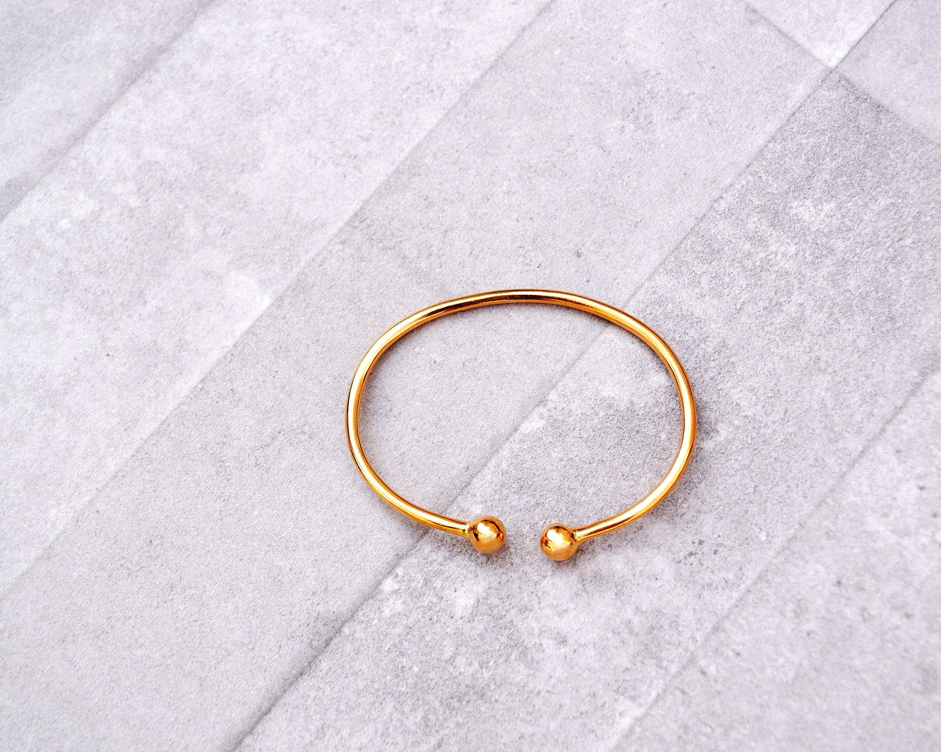Open Bangle Bracelet /U Shape/double Ball Cuff/open Cuff - Etsy