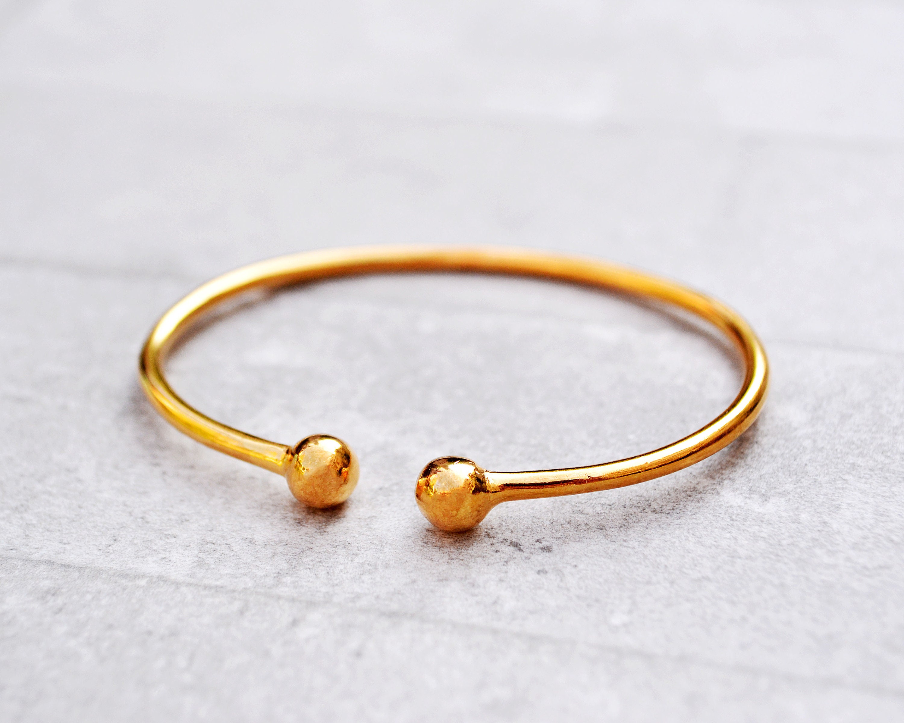 Open Bangle Bracelet /U Shape/double Ball Cuff/open Cuff - Etsy