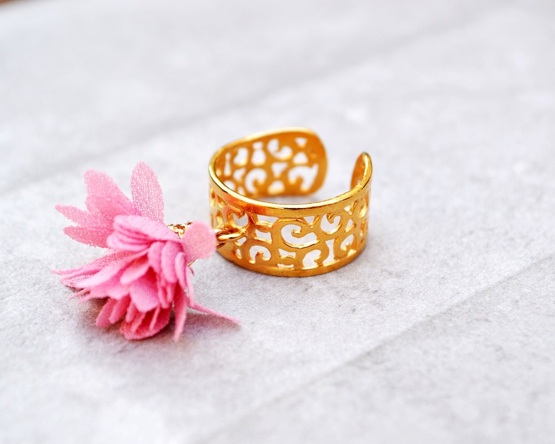 Flower Tassel Ring, Fringe Ring,tassel Ring,pompom Ring,gypset Jewelry ...