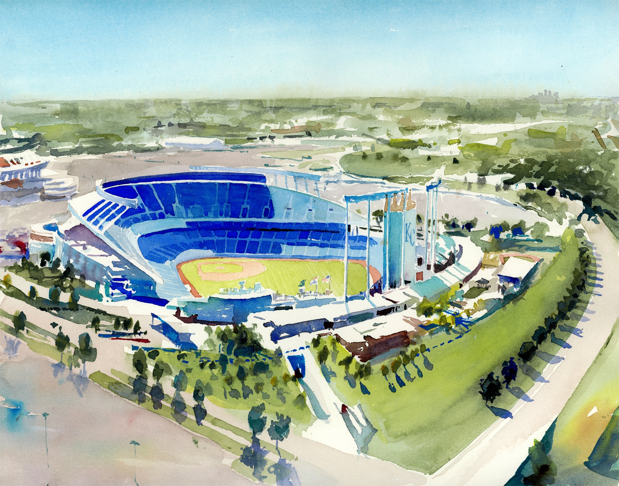 KC Kauffman Stadium Aerial Fine Art Print - Etsy