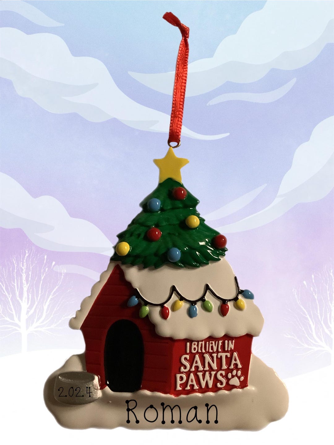 I Believe in Santa Paws Dog House Personalized Ornament - Etsy