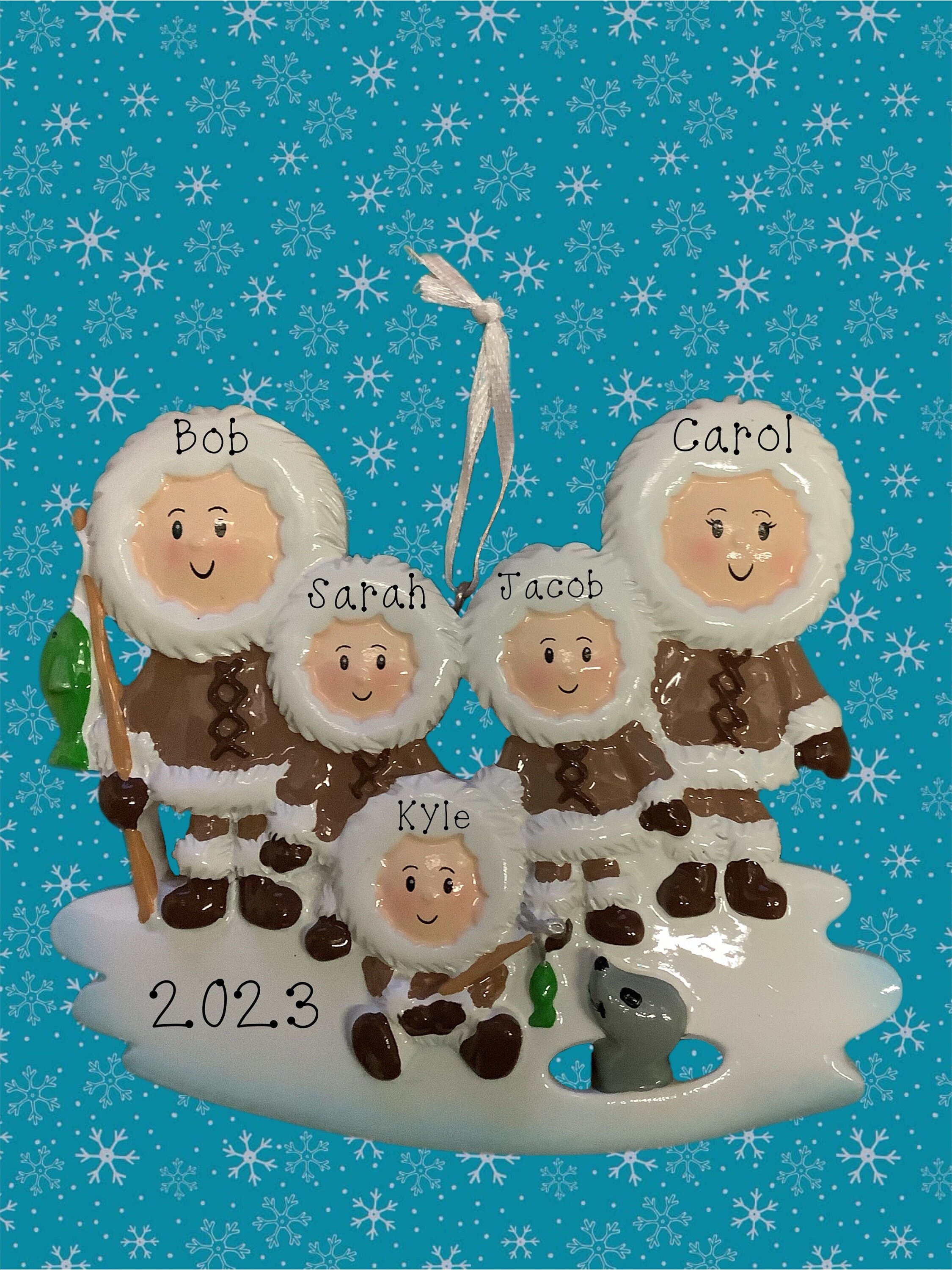 Eskimo Family of Five Personalized Ornament - Etsy