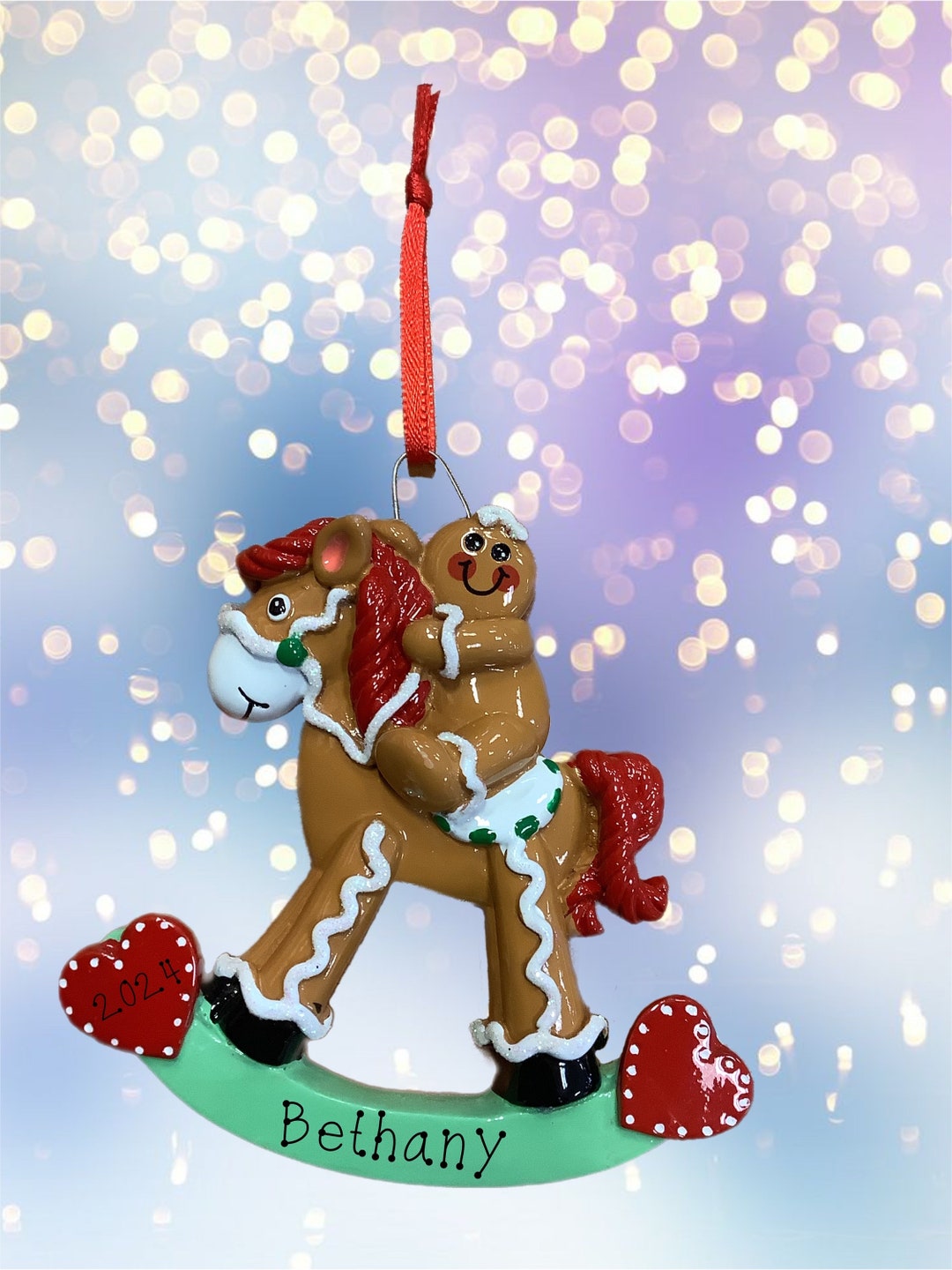 Gingerbread Rocking Horse Personalized Ornament - Etsy