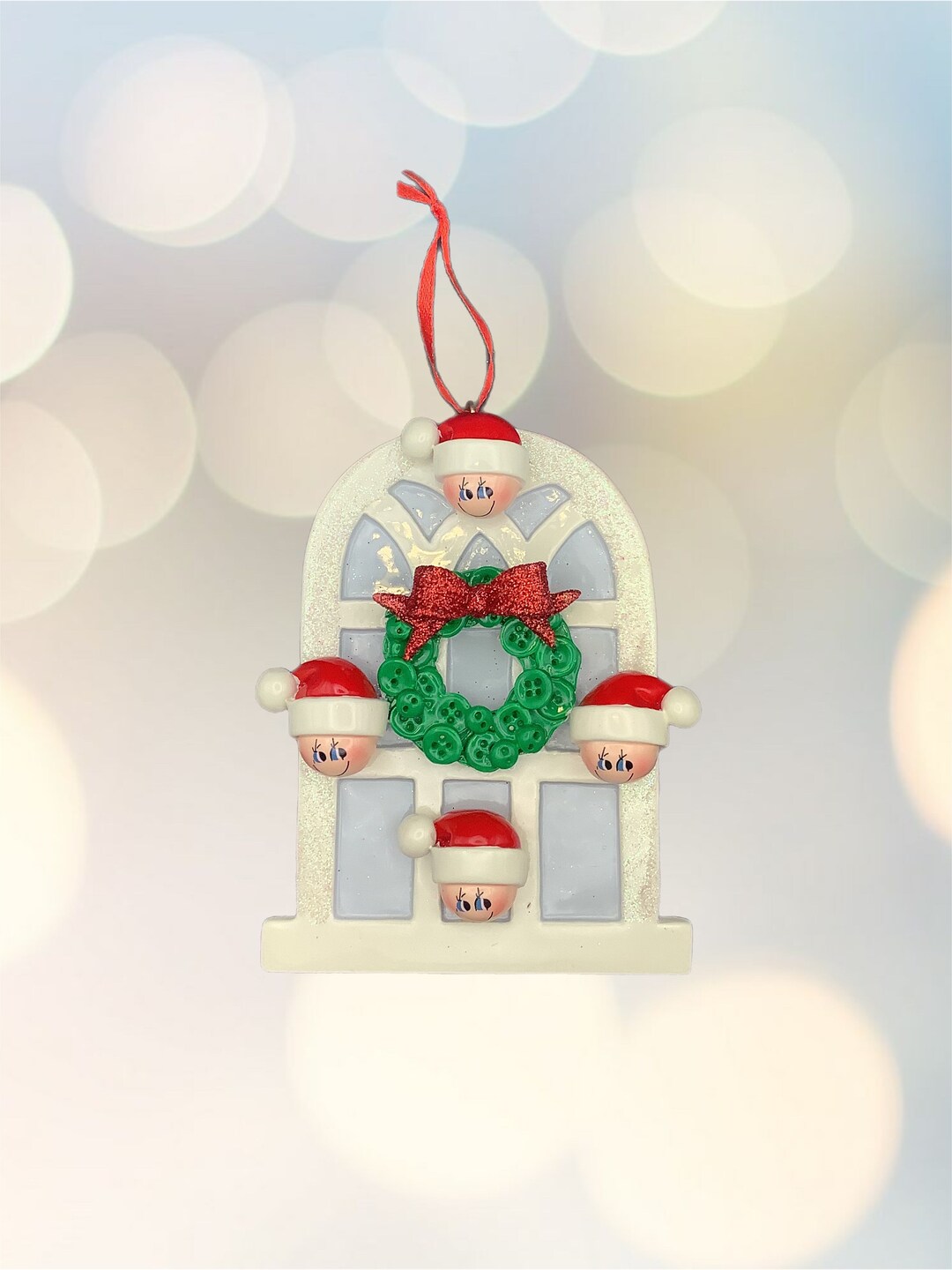 Personalized 4 Family Christmas Window Ornament - Etsy