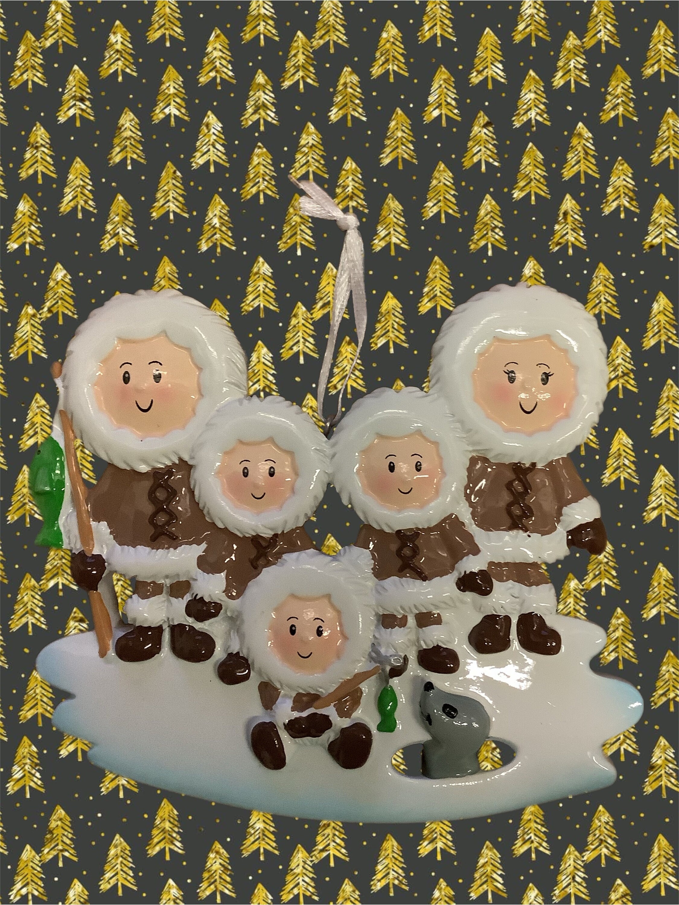 Eskimo Family of Five Personalized Ornament - Etsy