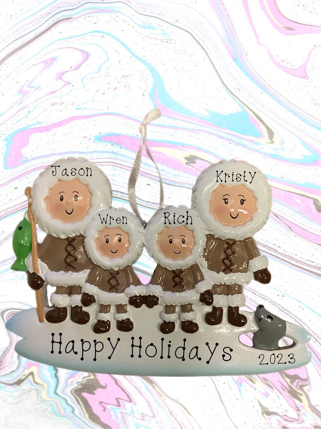 Eskimo Family of Four Personalized Ornament - Etsy