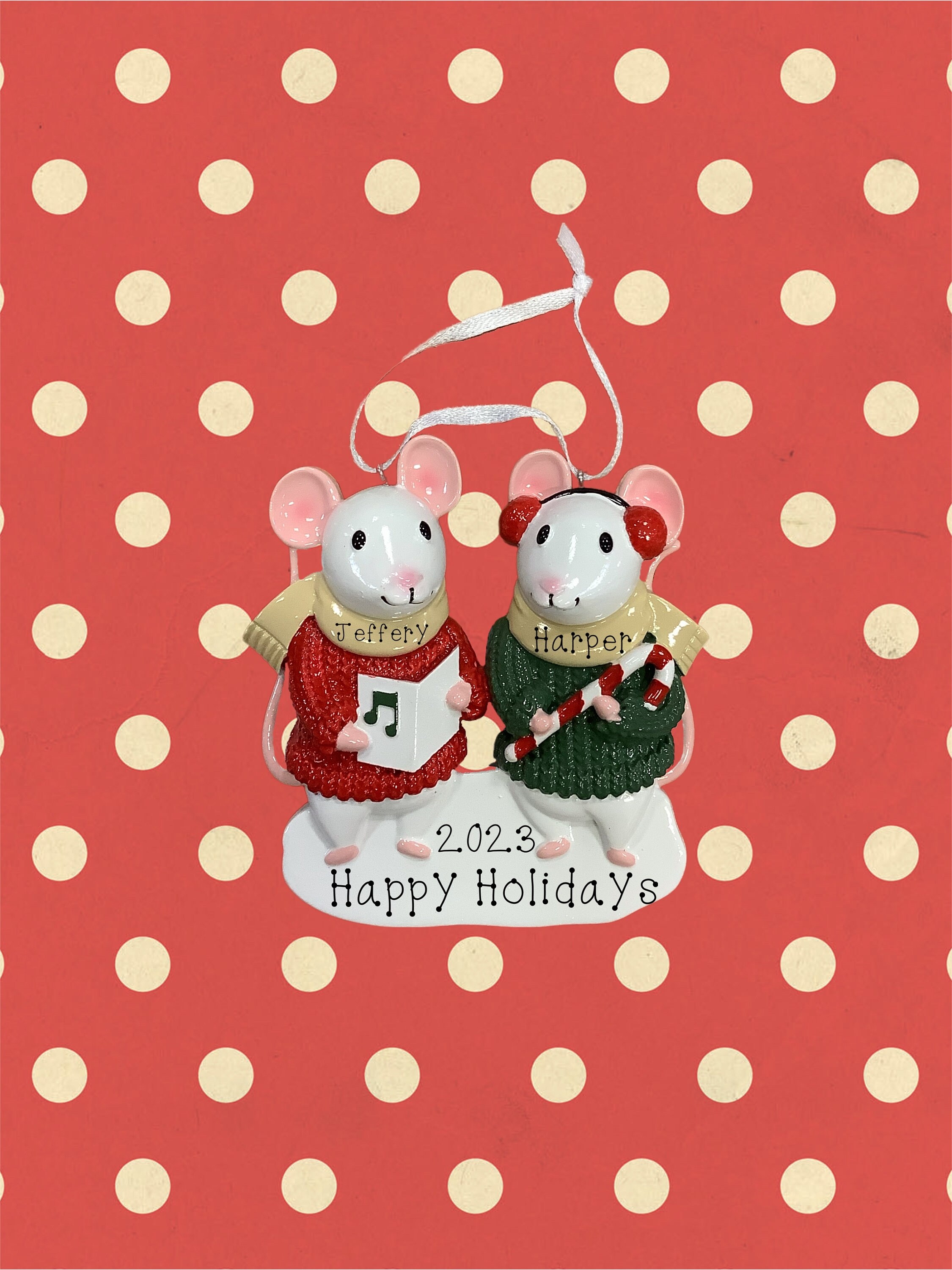 Caroling Mice Family of Two Personalized Ornament - Etsy