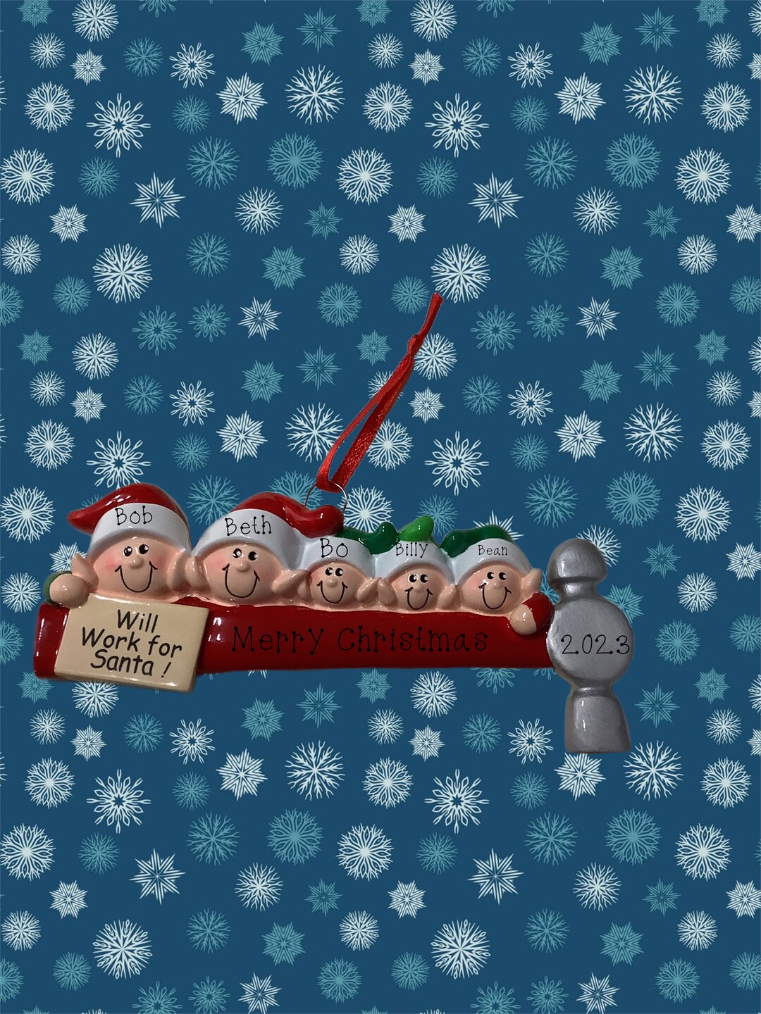 Elf Workers of 5 Personalized Ornament - Etsy