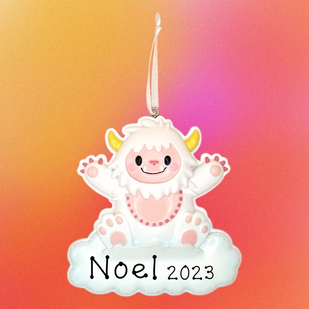 Pink Yeti Hug Personalized Ornament - Etsy