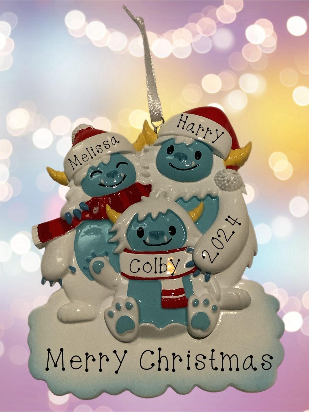 Yeti Family of Three Personalized Ornament - Etsy