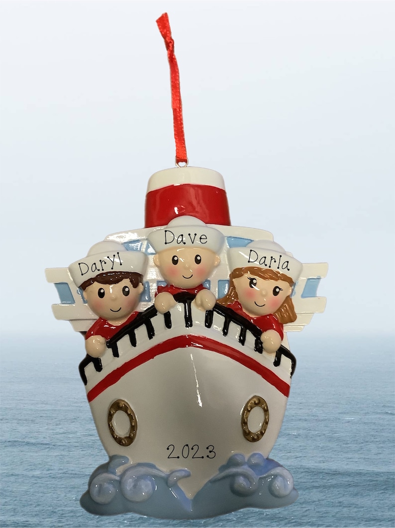 Personalized Cruise Ship Ornament: Family of Three Keepsake, Christmas ...