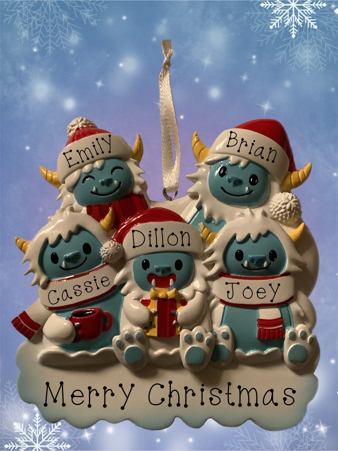 Yeti Family of Five Personalized Ornament - Etsy