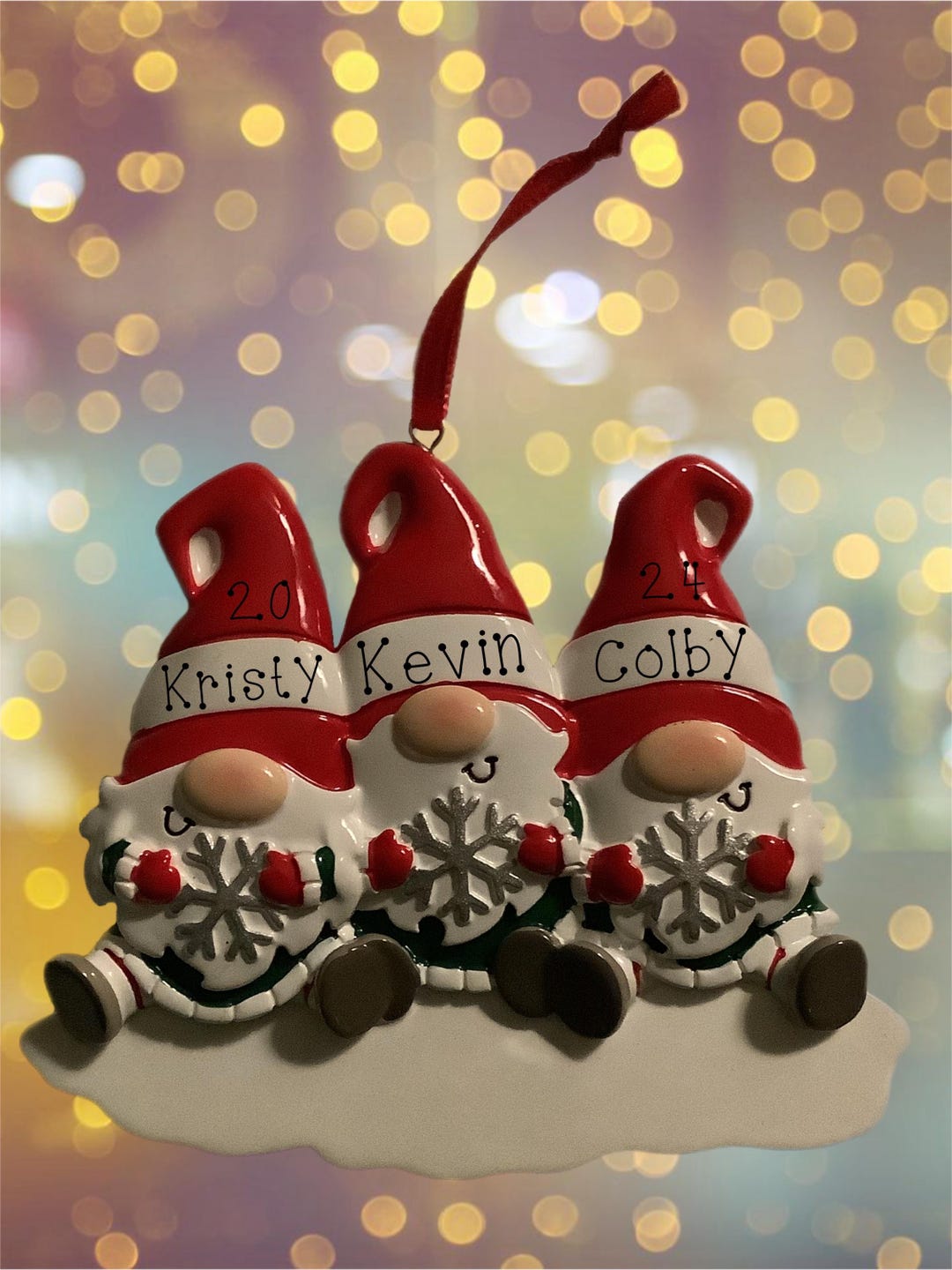 Knome Family of 3 Personalized Ornament - Etsy