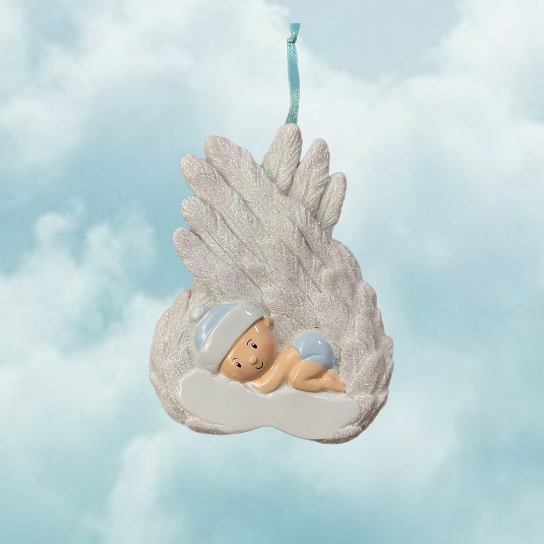 Personalized Angel Baby Boy Ornament - Etsy